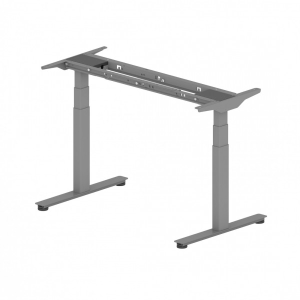 Height-Adjustable desk, table top 1300x750x25mm, grey legs/black table top