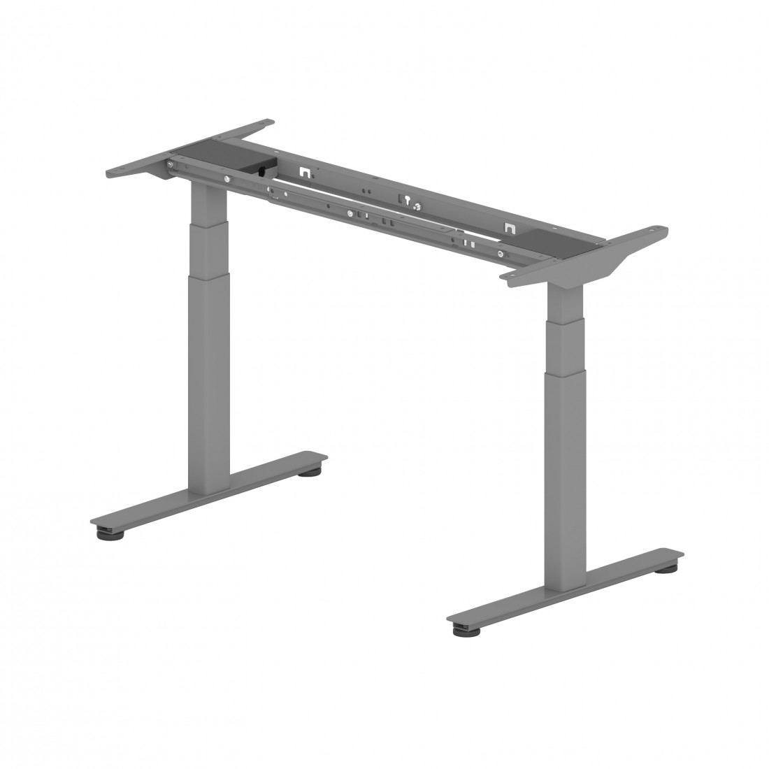 Height-Adjustable desk, table top 1300x750x25mm, grey legs/black table top