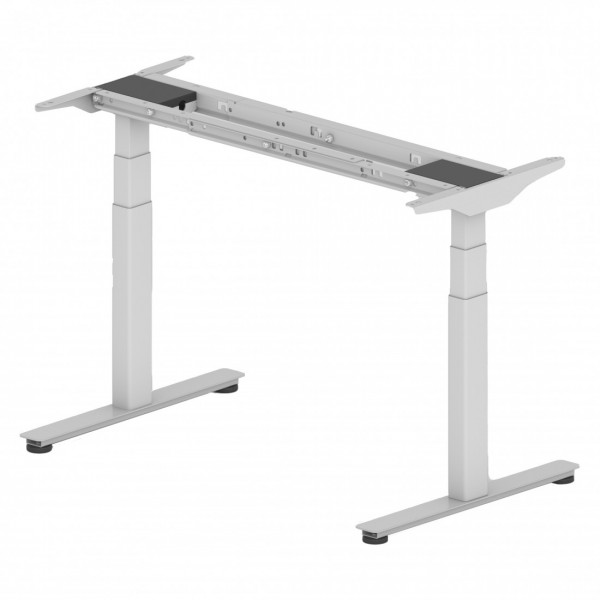 Height-Adjustable desk, table top 1300x750x25mm, white legs/oak table top