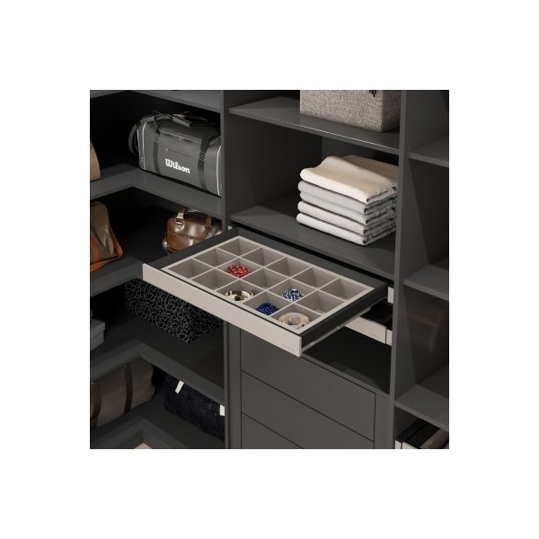 Undermount Divided Drawer, Leather Touch, 600,anthracite