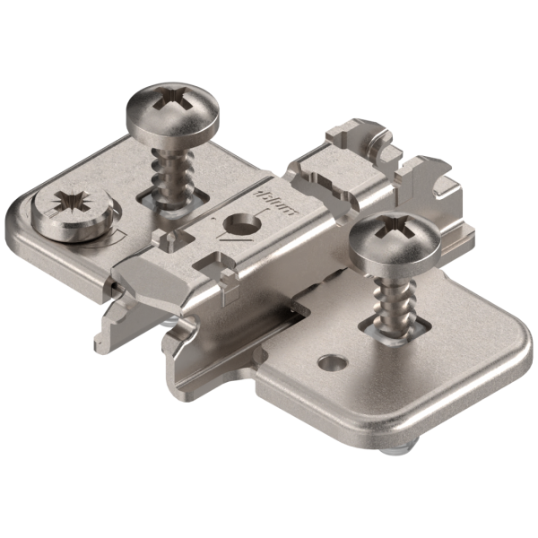 Cross “Clip” hinge plate, 3 mm, EXPANDO, adjustable by eccentric