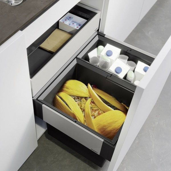 Pull-out trash bin with lid Blanco Select II, 600, 30+19 l, dark gray, orga